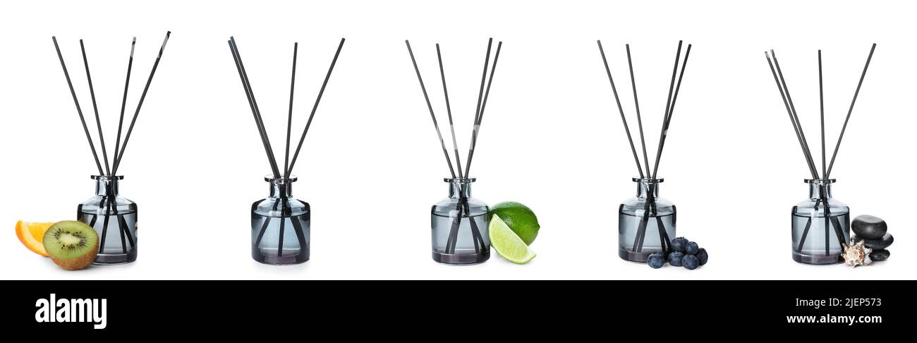 Set of different reed diffusers isolated on white Stock Photo - Alamy