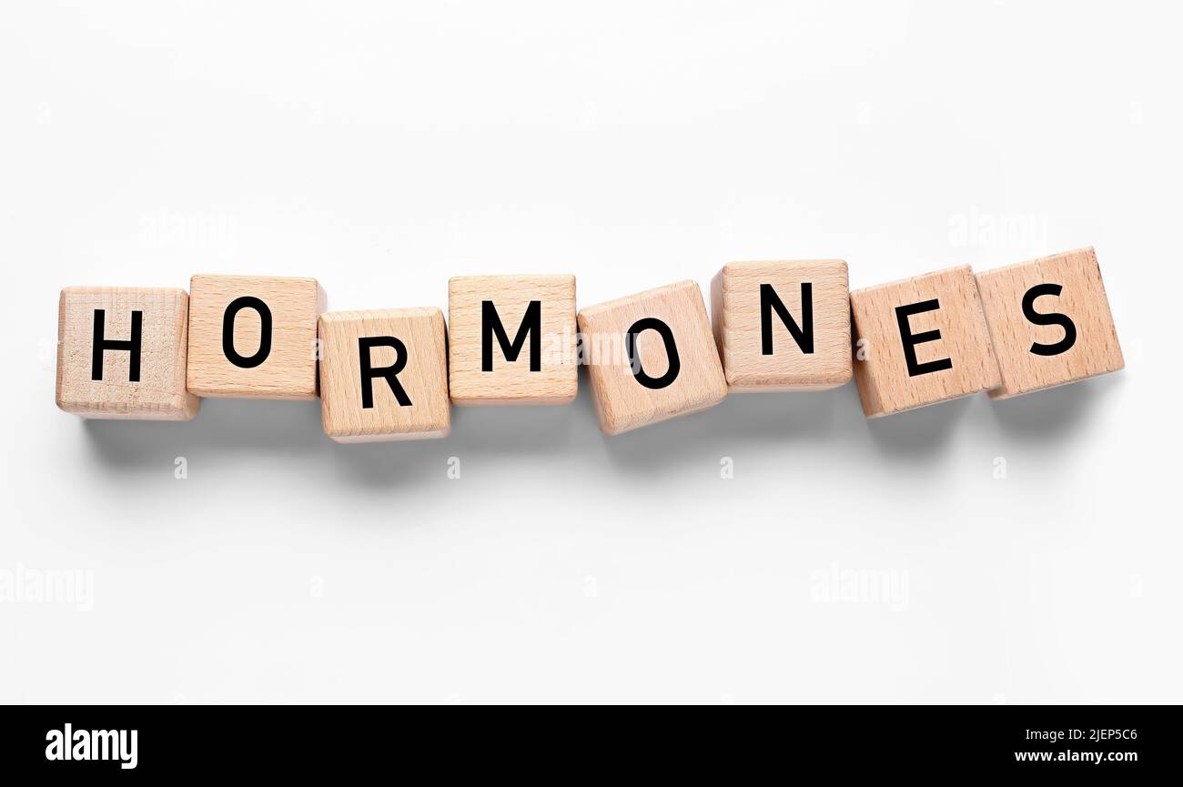 Word HORMONES made of cubes on white background Stock Photo - Alamy