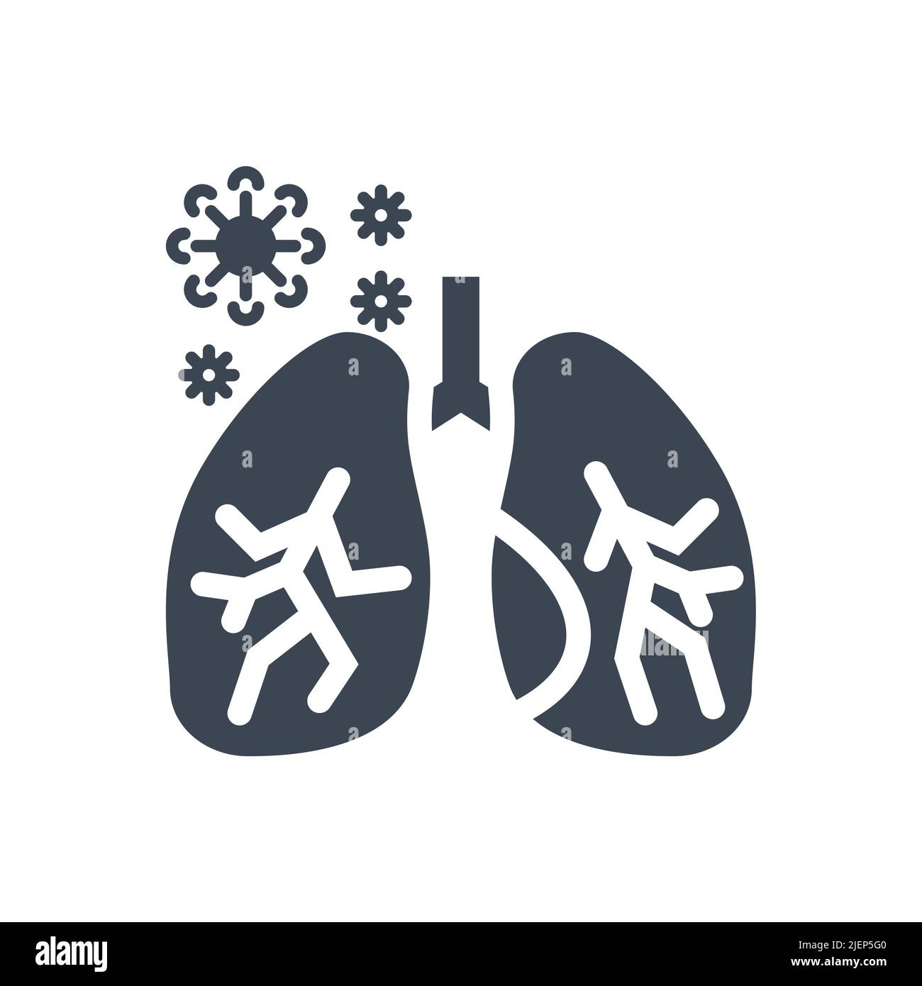 Lungs Infection related vector glyph icon. Lungs with infection inside ...
