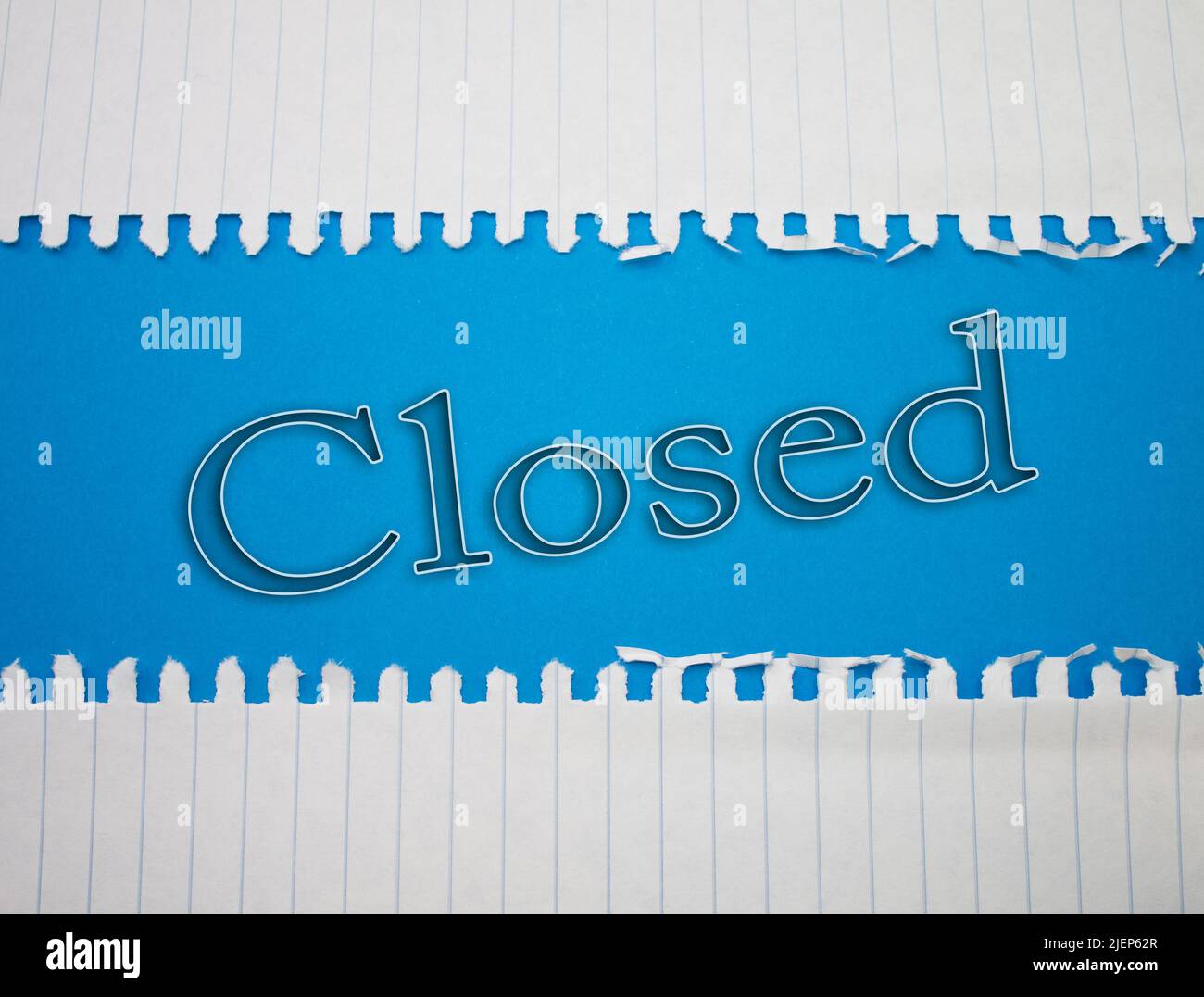 Closed text with Torn, Crumpled White Paper on colored background Stock ...