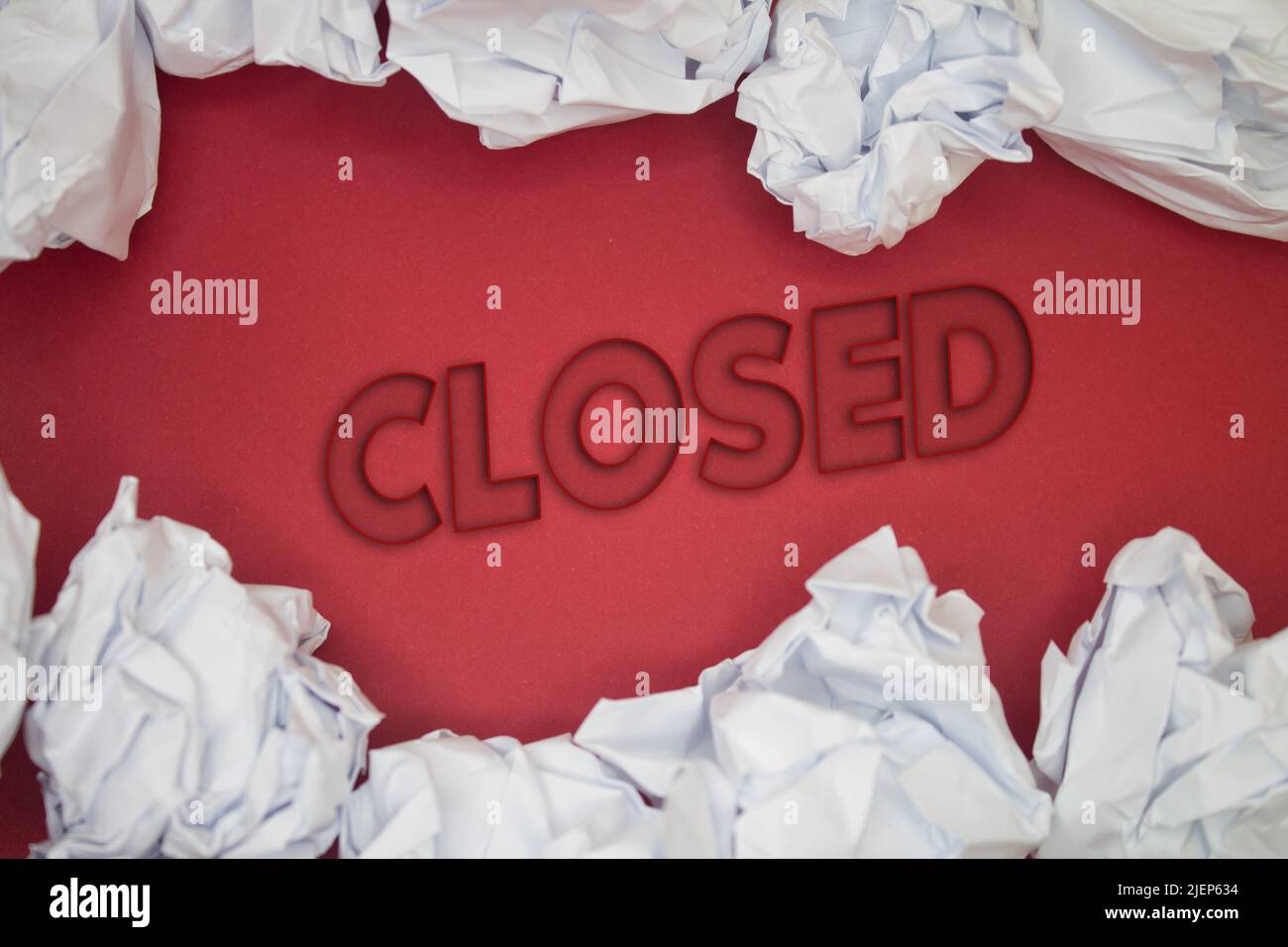 Closed text with Torn, Crumpled White Paper on colored background Stock ...
