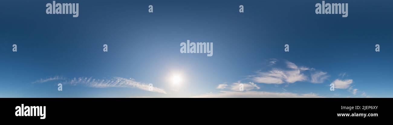 Blue sky panorama with Cirrus clouds. Seamless hdr 360 degree pano in ...