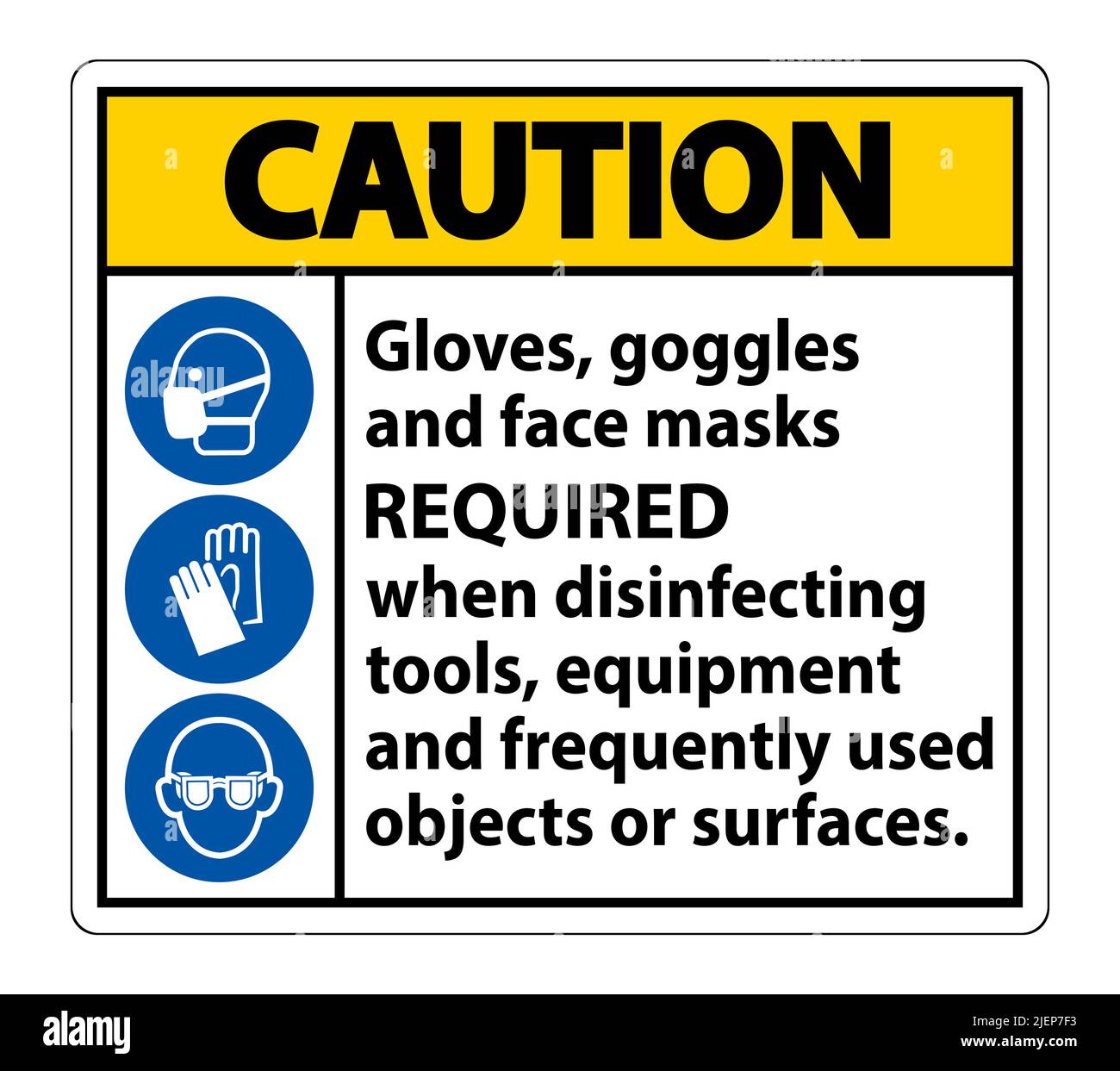 Caution Gloves,Goggles,And Face Masks Required Sign On White Background ...
