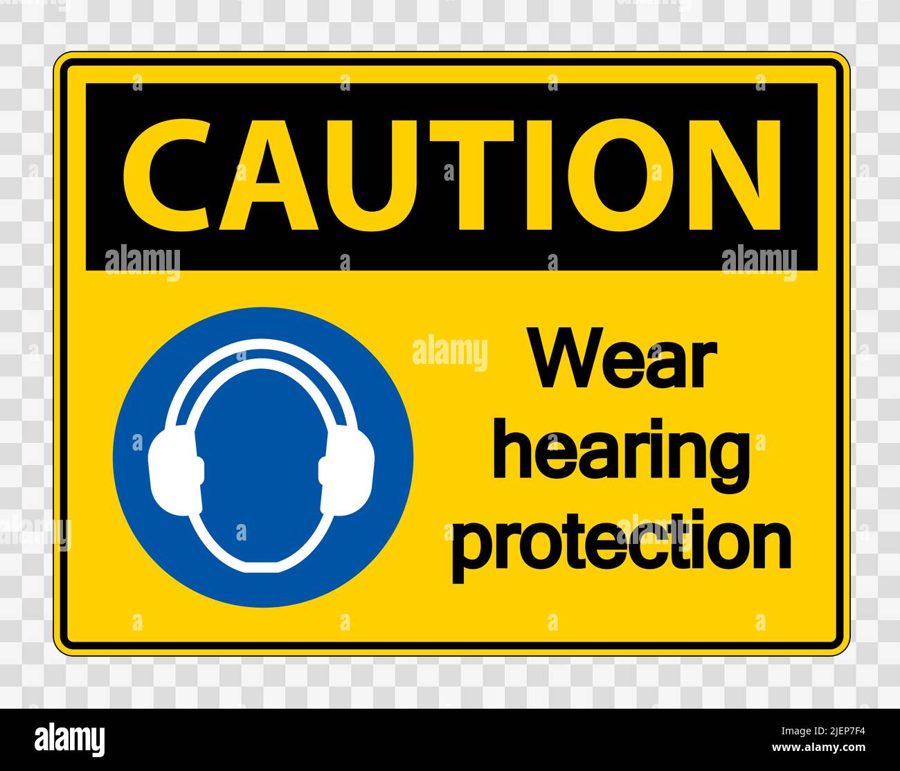 Caution Wear hearing protection on transparent background,vector ...