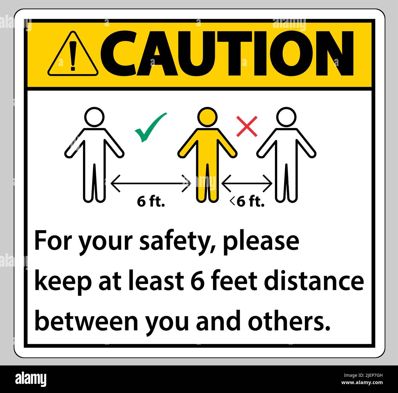 Caution Keep 6 Feet Distance,For your safety,please keep at least 6 ...