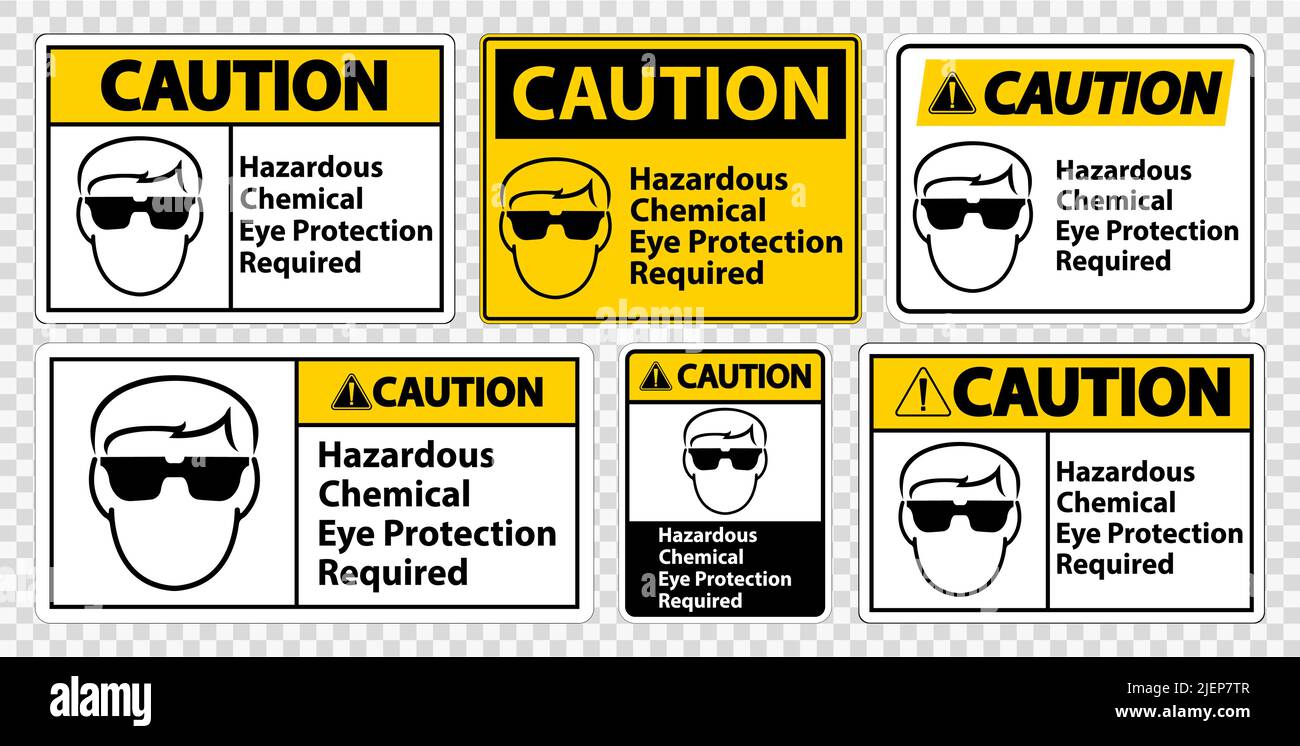 Caution Hazardous Chemical Eye Protection Required Symbol Sign Isolate ...