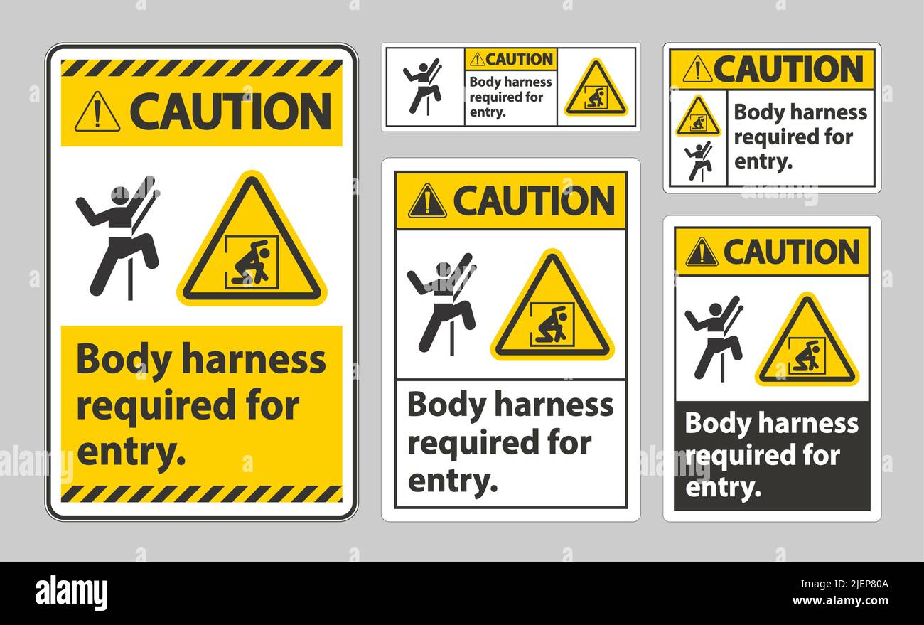 Caution Sign Body Harness Required For Entry Stock Vector Image & Art ...