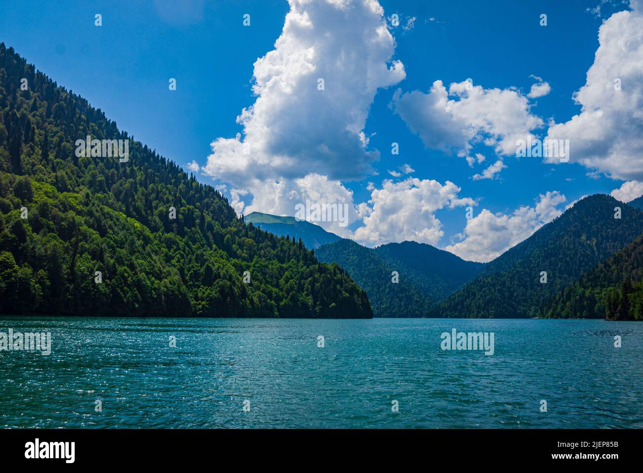 Lake Ritsa in mountains in Abkhazia Stock Photo - Alamy
