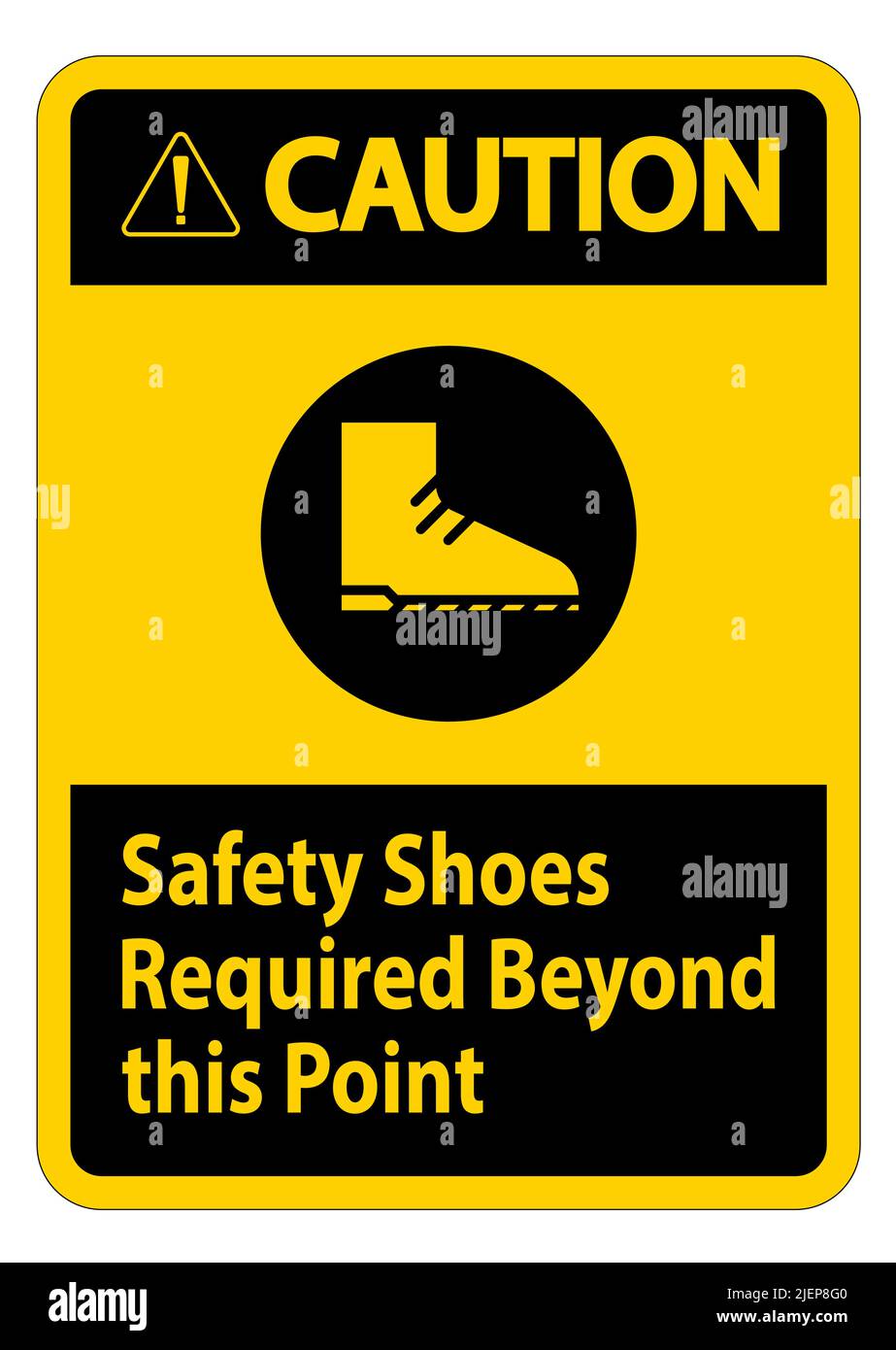 Caution Sign Safety Shoes Required Beyond This Point Stock Vector Image ...