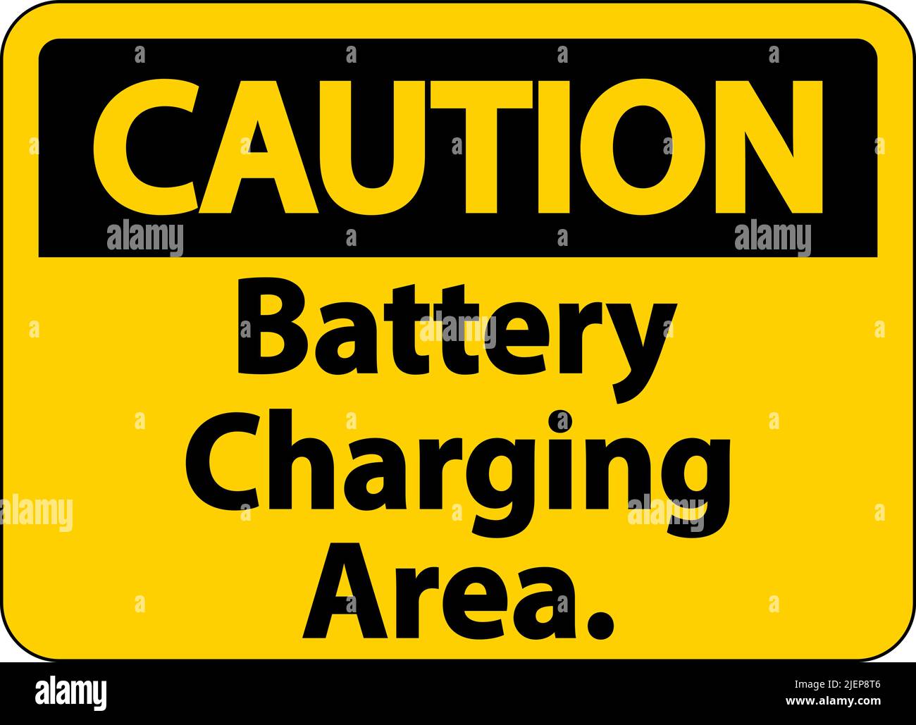 Caution Battery Charging Area Sign On White Background Stock Vector ...