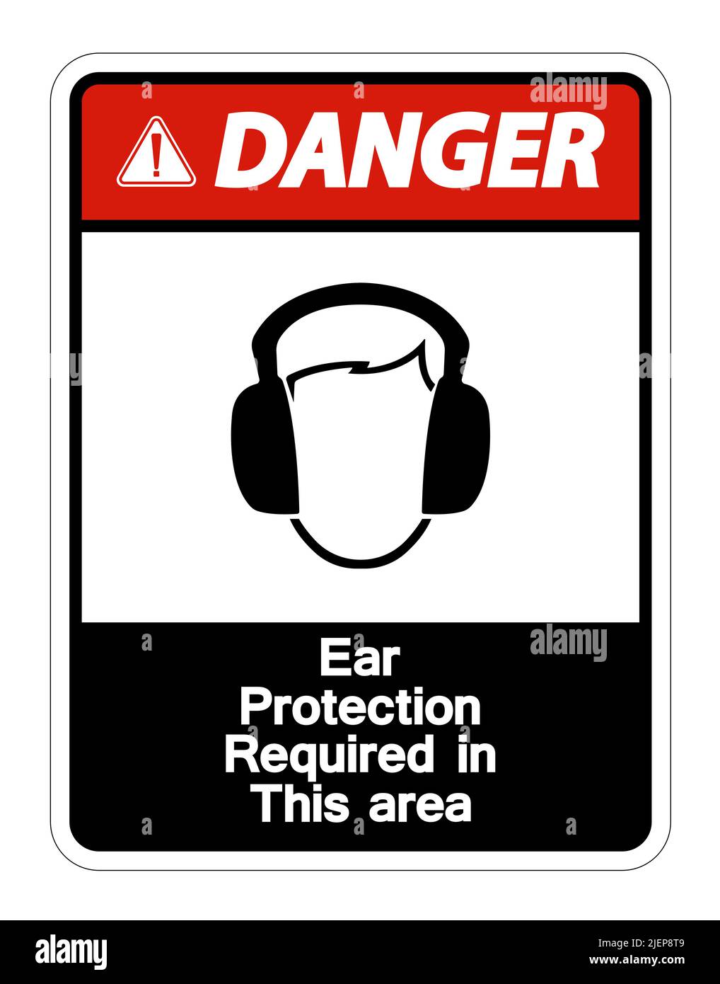 Danger Ear Protection Required In This Area Symbol Sign on white ...