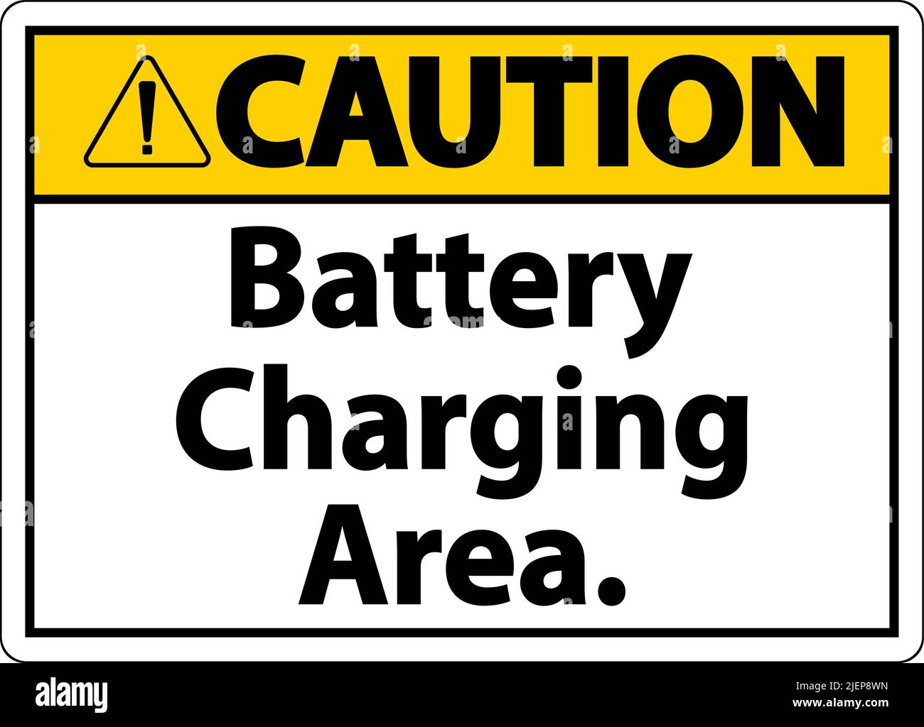Caution Battery Charging Area Sign On White Background Stock Vector ...