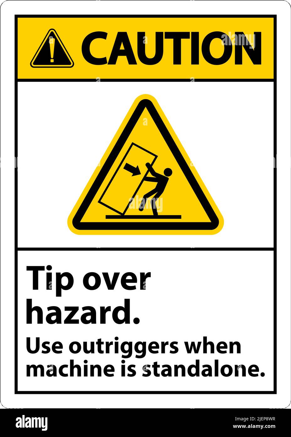 Caution Tip Over Hazard Use Outriggers Label On White Background Stock ...