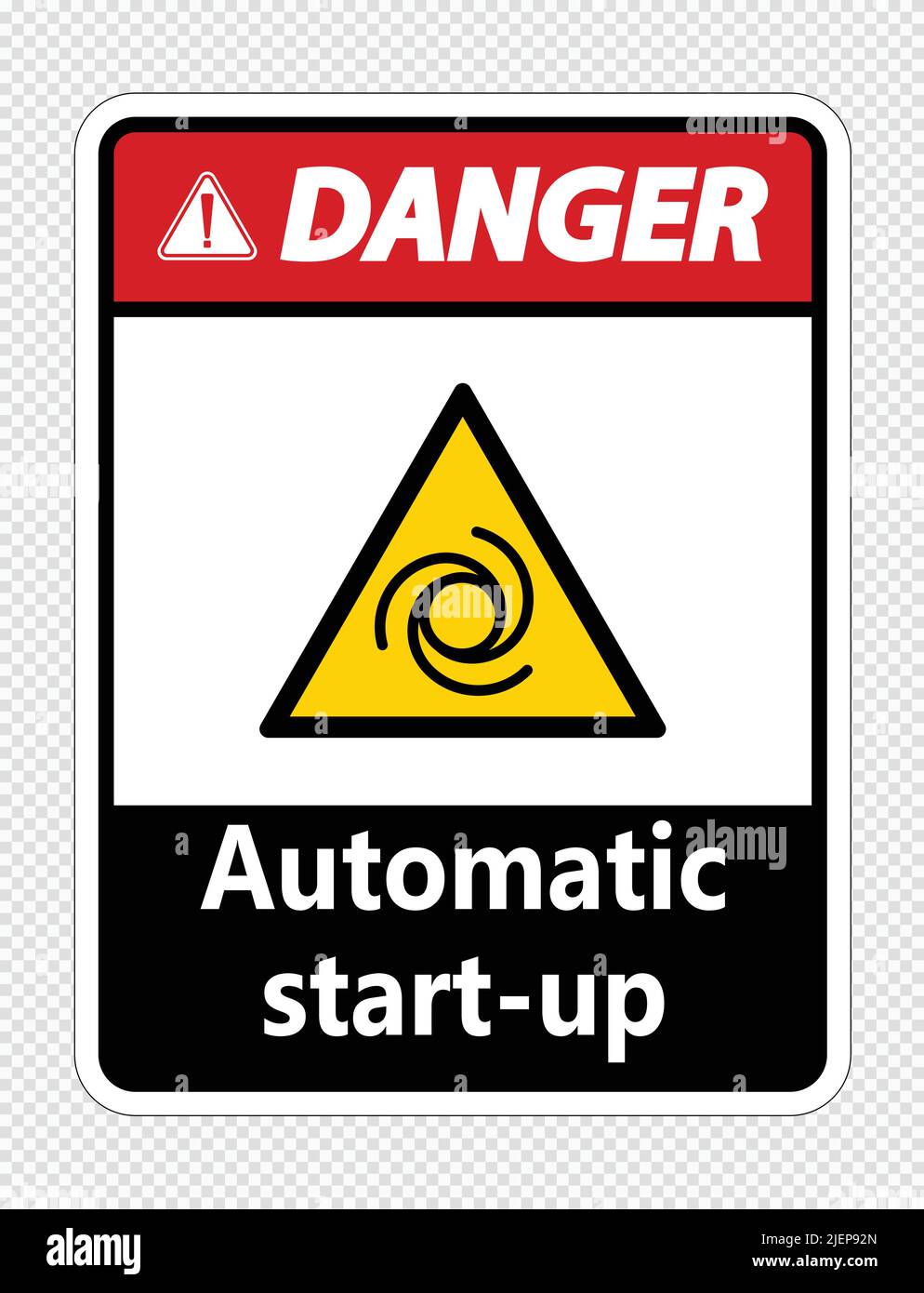 Danger automatic start-up sign on transparent background,vector ...