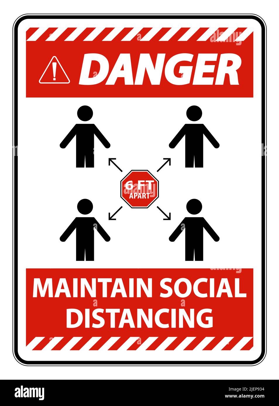 Danger Maintain social distancing, stay 6ft apart sign,coronavirus ...