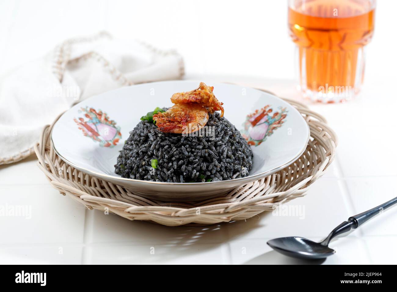 Nasi Goreng Cumi Hitam or Fried Rice with Black Ink Squid with Crispy ...