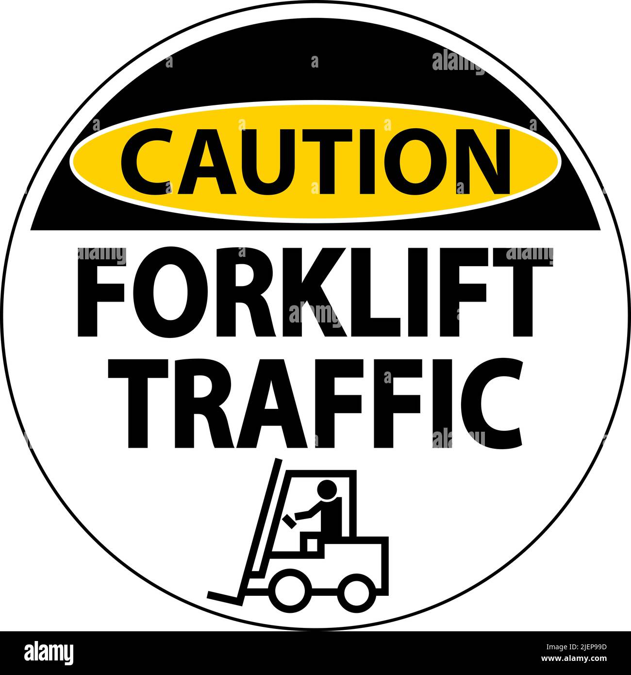 Caution Forklift Traffic Floor Sign On White Background Stock Vector ...