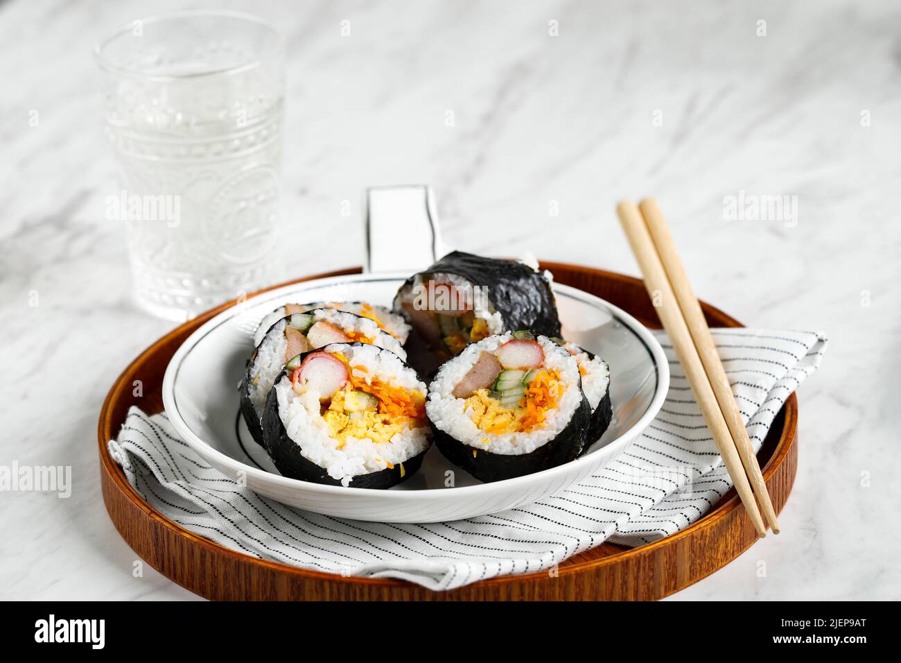 Homemade Gimbap Korean Rice Roll with Nori Laver, Egg, Sesame Seed, and ...