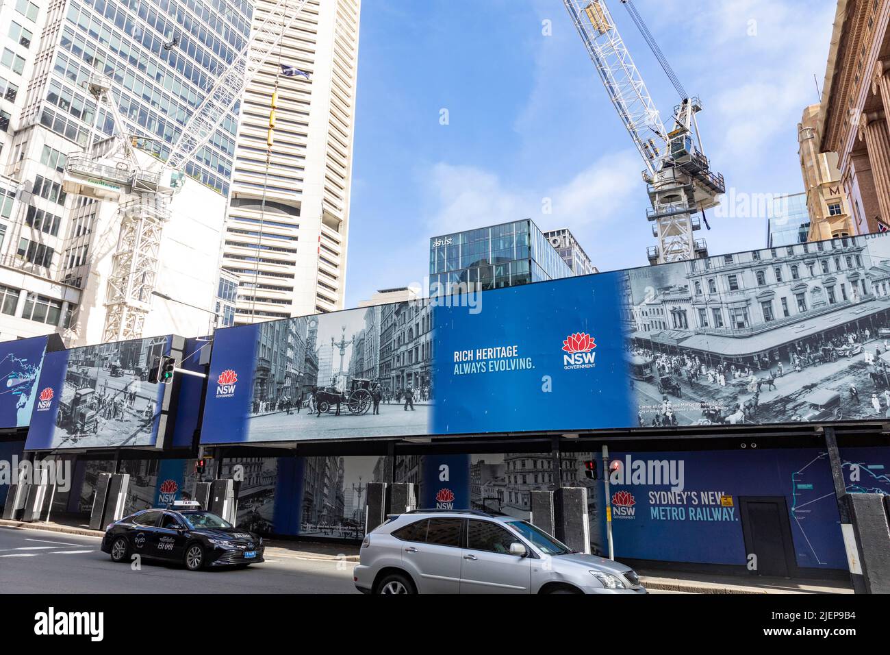 Sydney metro transport project at Martin Place in Sydney CBD city ...