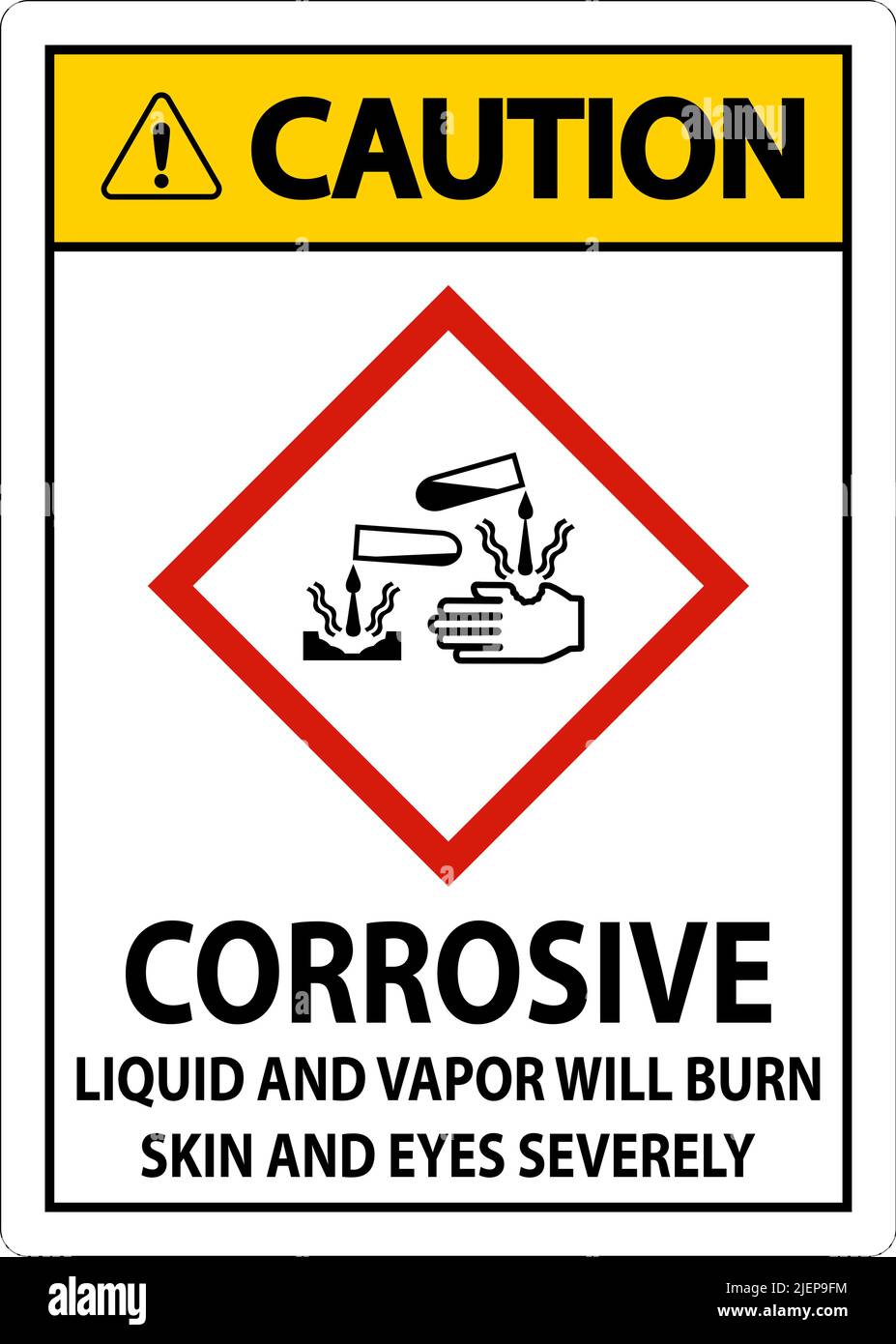 Caution Corrosive Liquid And Vapor Will Burn GHS Sign Stock Vector ...