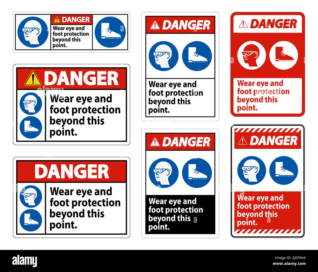 Danger Sign Wear Eye And Foot Protection Beyond This Point With PPE ...