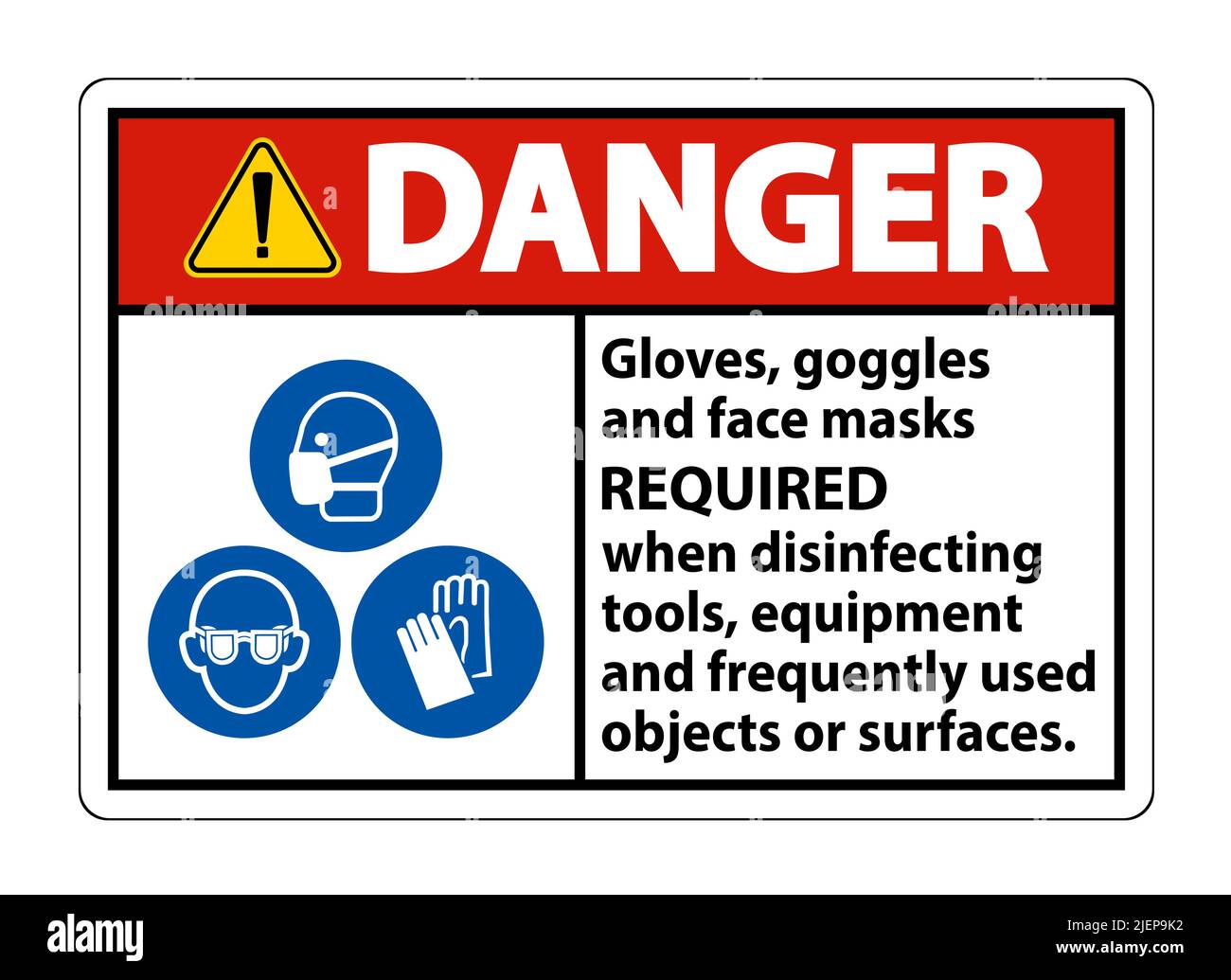 Danger Gloves,Goggles,And Face Masks Required Sign On White Background ...