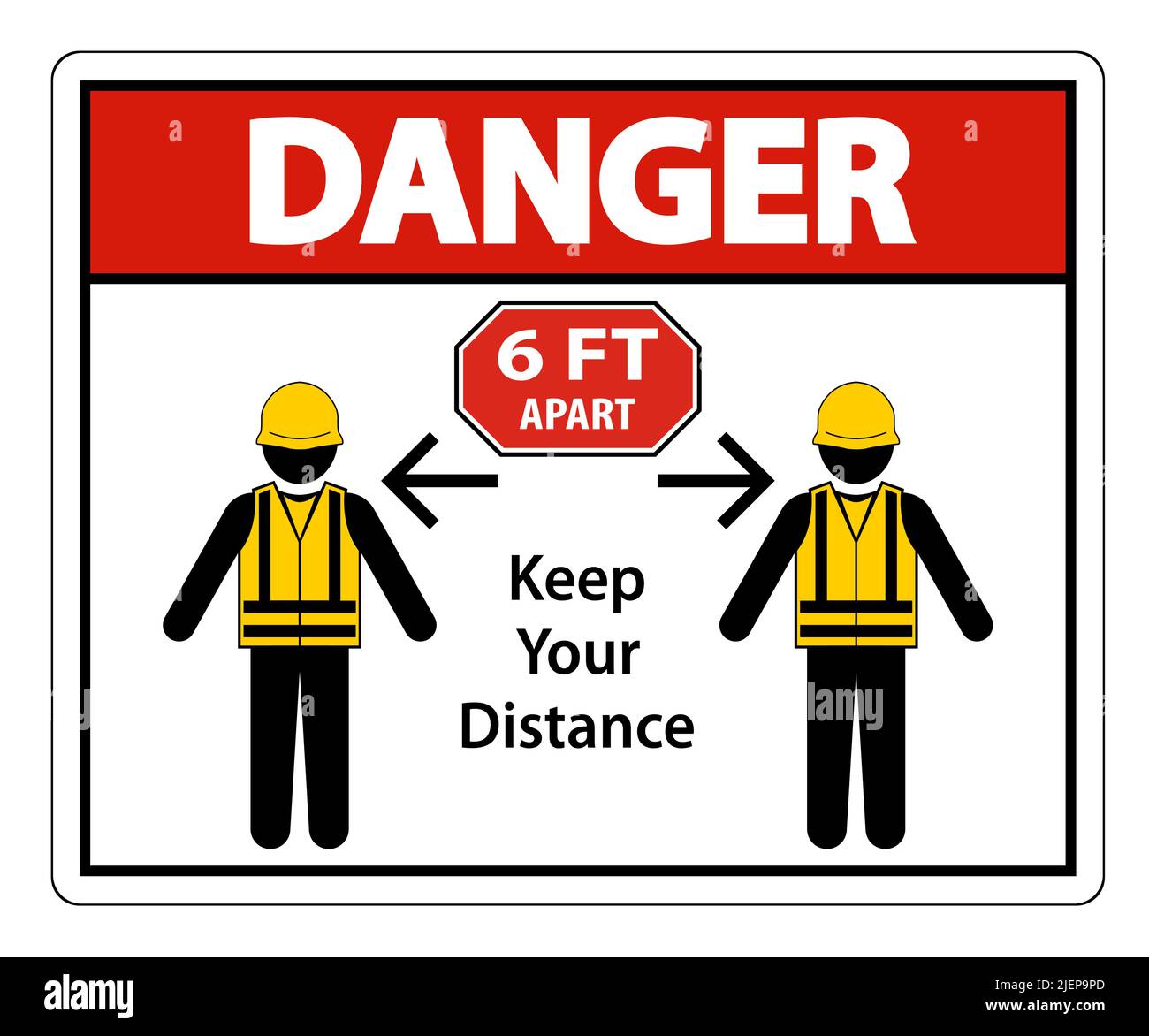 Danger Social Distancing Construction Sign Isolate On White Background ...