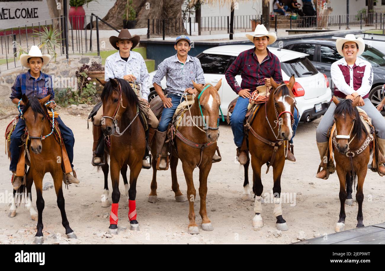 Chapala, Jalisco, Mexico - May 10, 2021: Five proud Mexican Charros ...