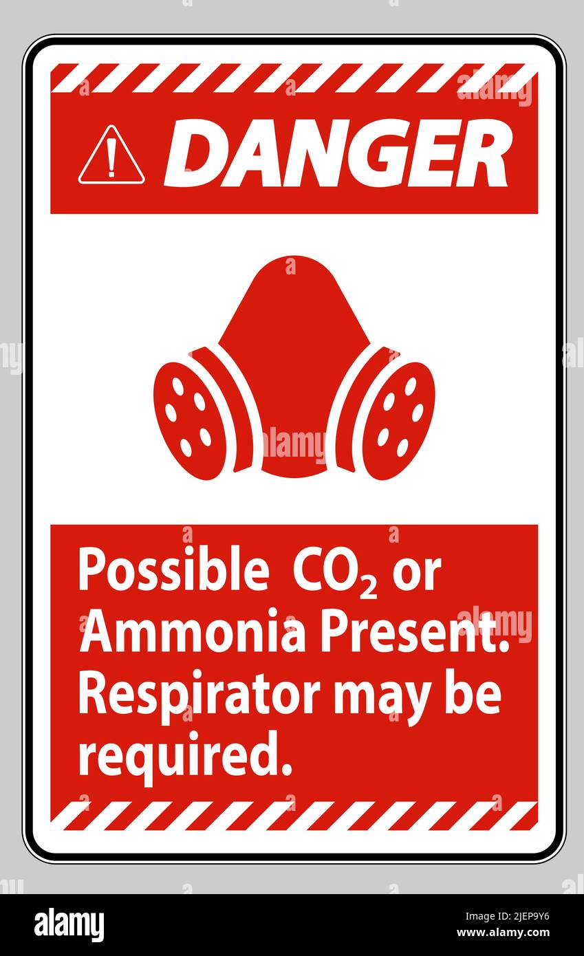 Danger PPE Sign Possible Co2 Or Ammonia Present, Respirator May Be ...