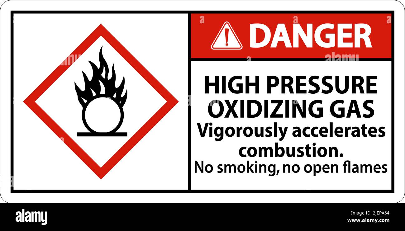 Danger High Pressure Oxidizing Gas GHS Sign On White Background Stock ...