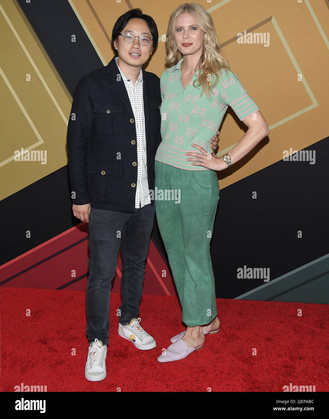 (L-R) Jimmy O. Yang and Bri Kimmel arrives at the ONLY MURDERS IN THE ...