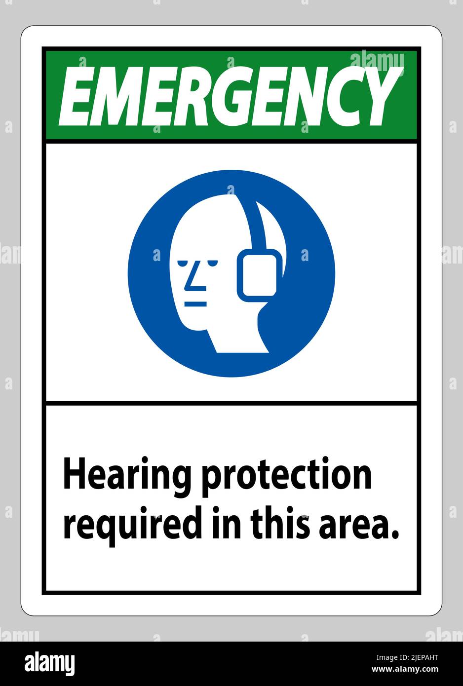 Emergency PPE Sign Hearing Protection Required In This Area with Symbol ...