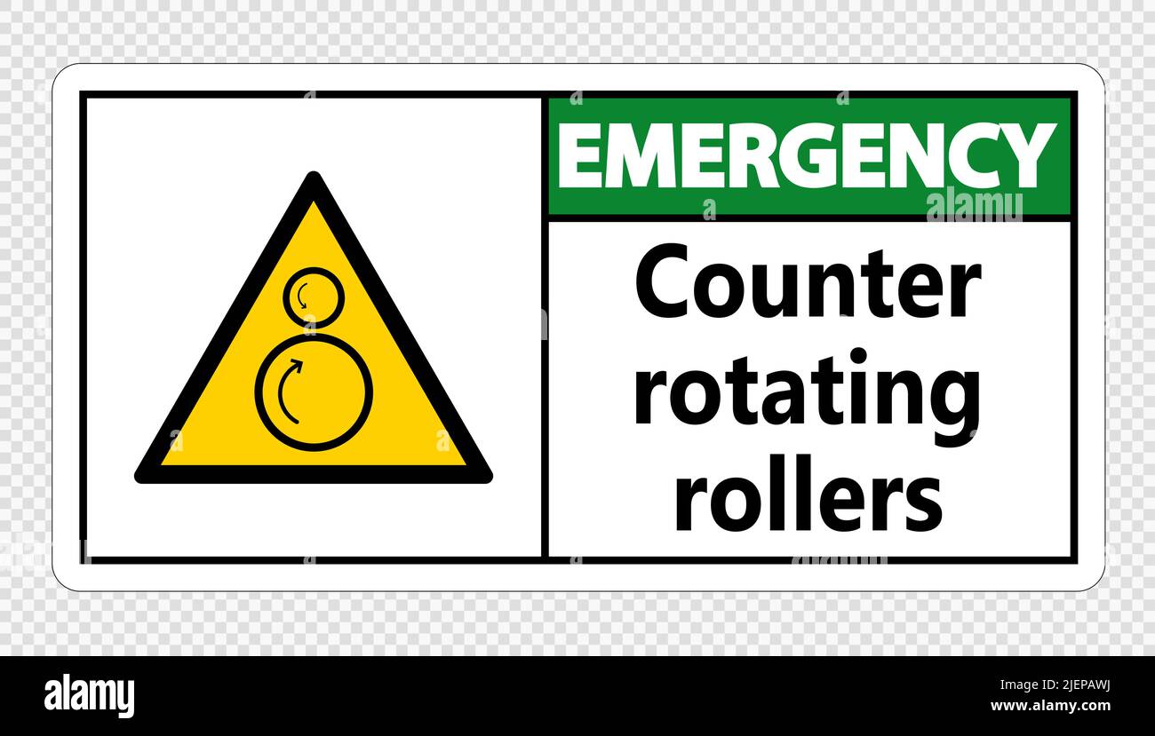 Emergency counter rotating rollers sign on transparent background ...