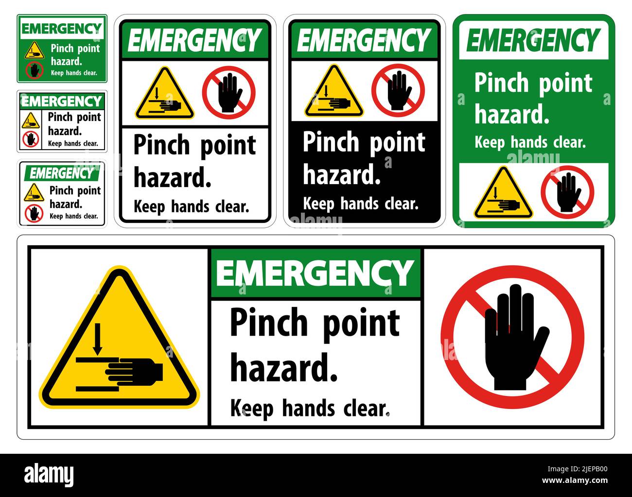 Emergency Pinch Point Hazard,Keep Hands Clear Symbol Sign Isolate on ...