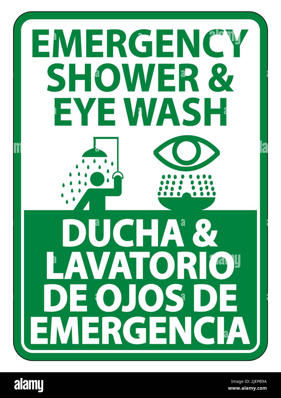 Bilingual Shower & Eye Wash Sign Isolate On White Background,Vector ...