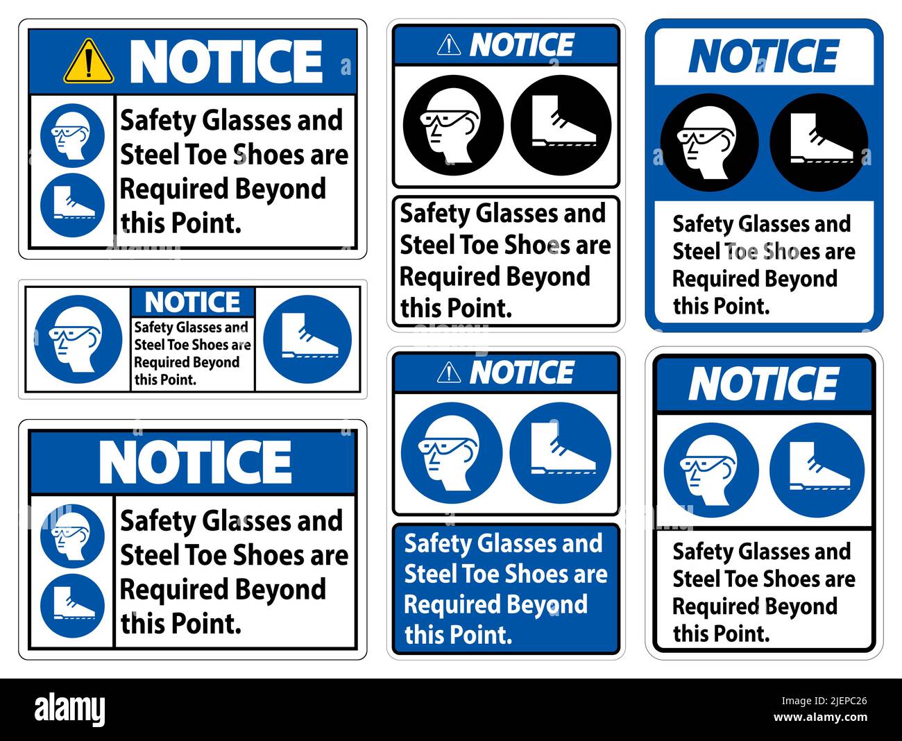Notice Sign Safety Glasses And Steel Toe Shoes Are Required Beyond This