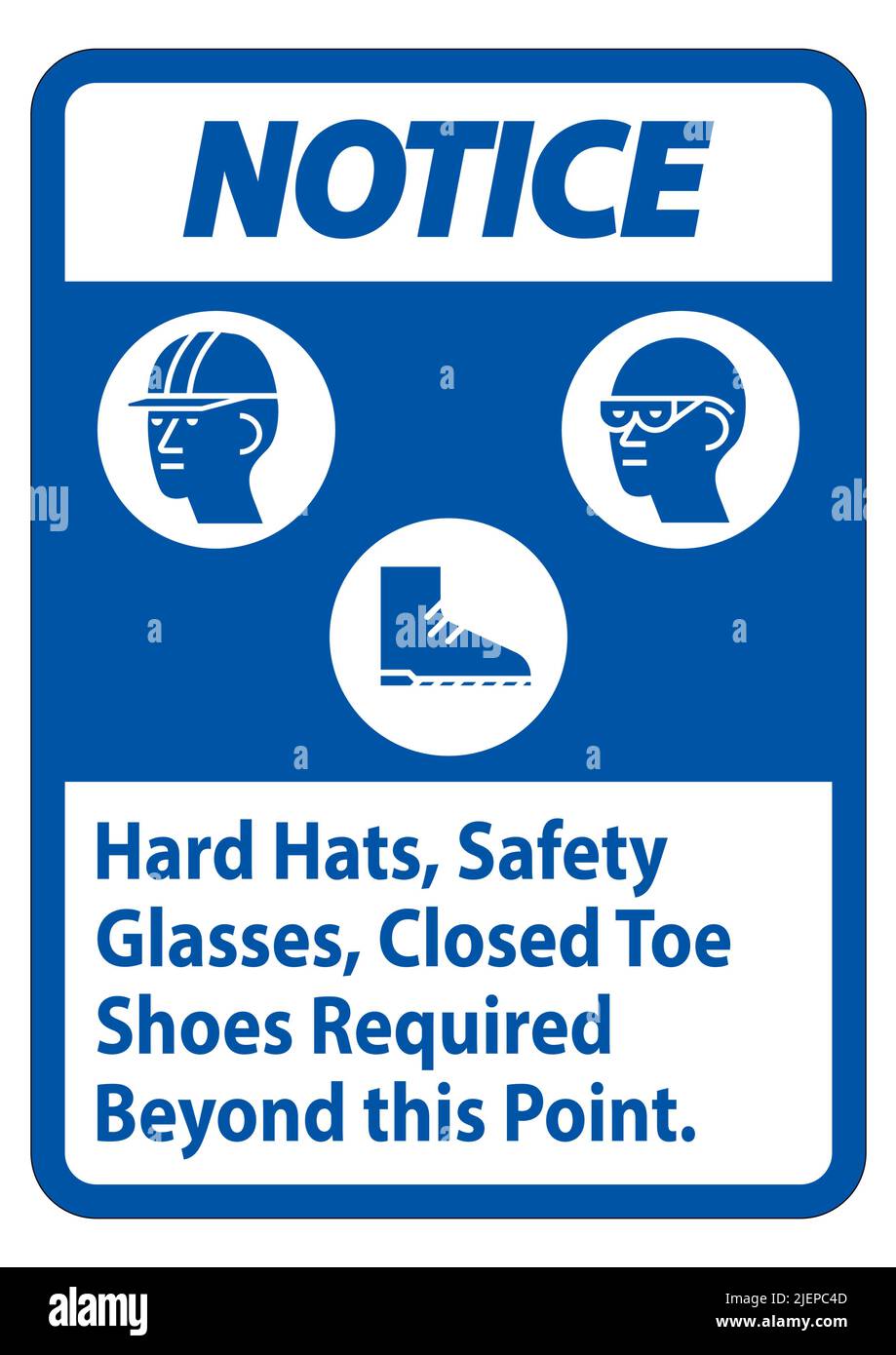 Notice Sign Hard Hats, Safety Glasses, Closed Toe Shoes Required Beyond ...