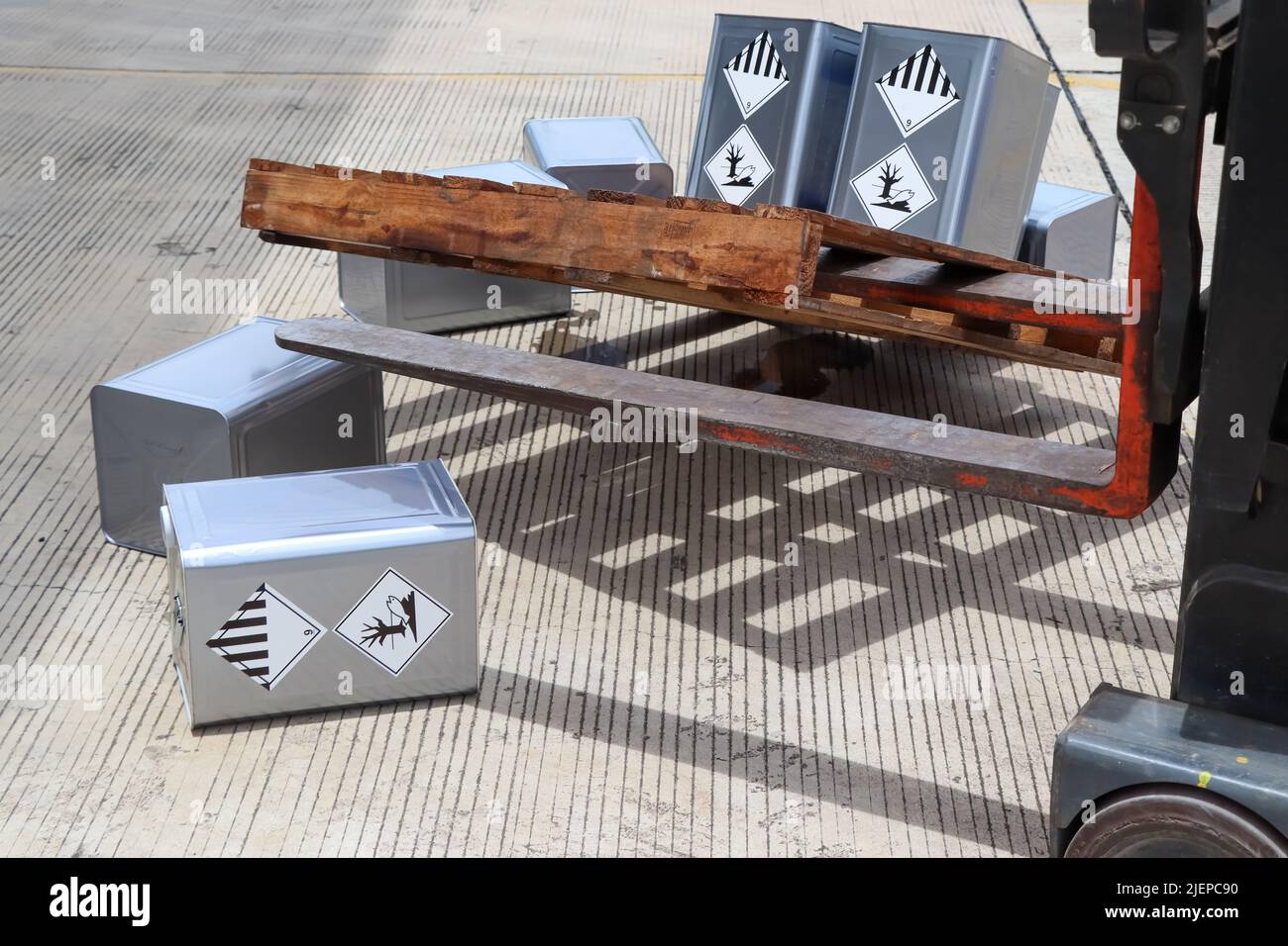 The accident caused the chemical tank to fall Stock Photo - Alamy