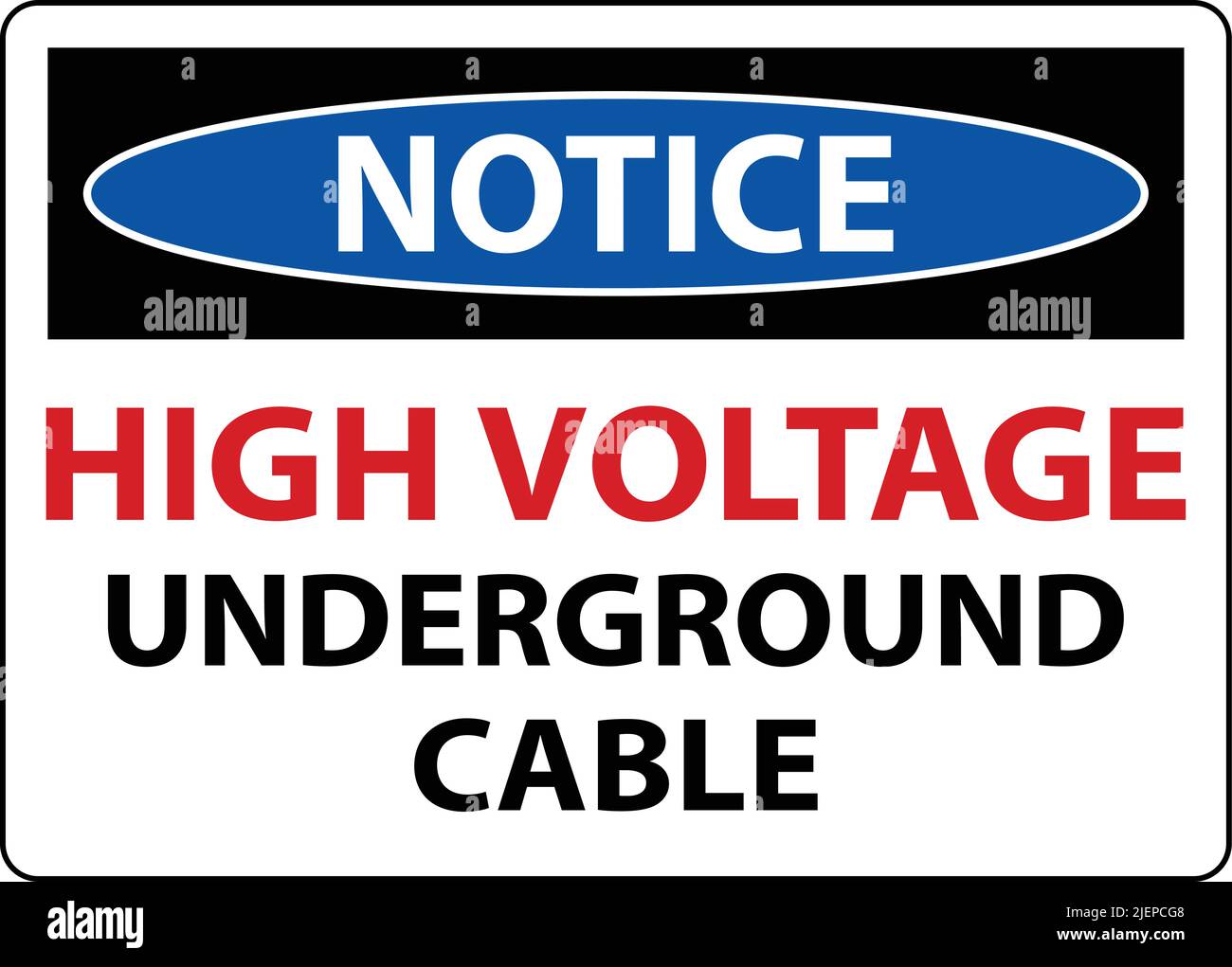 Notice High Voltage Cable Underground Sign On White Background Stock ...