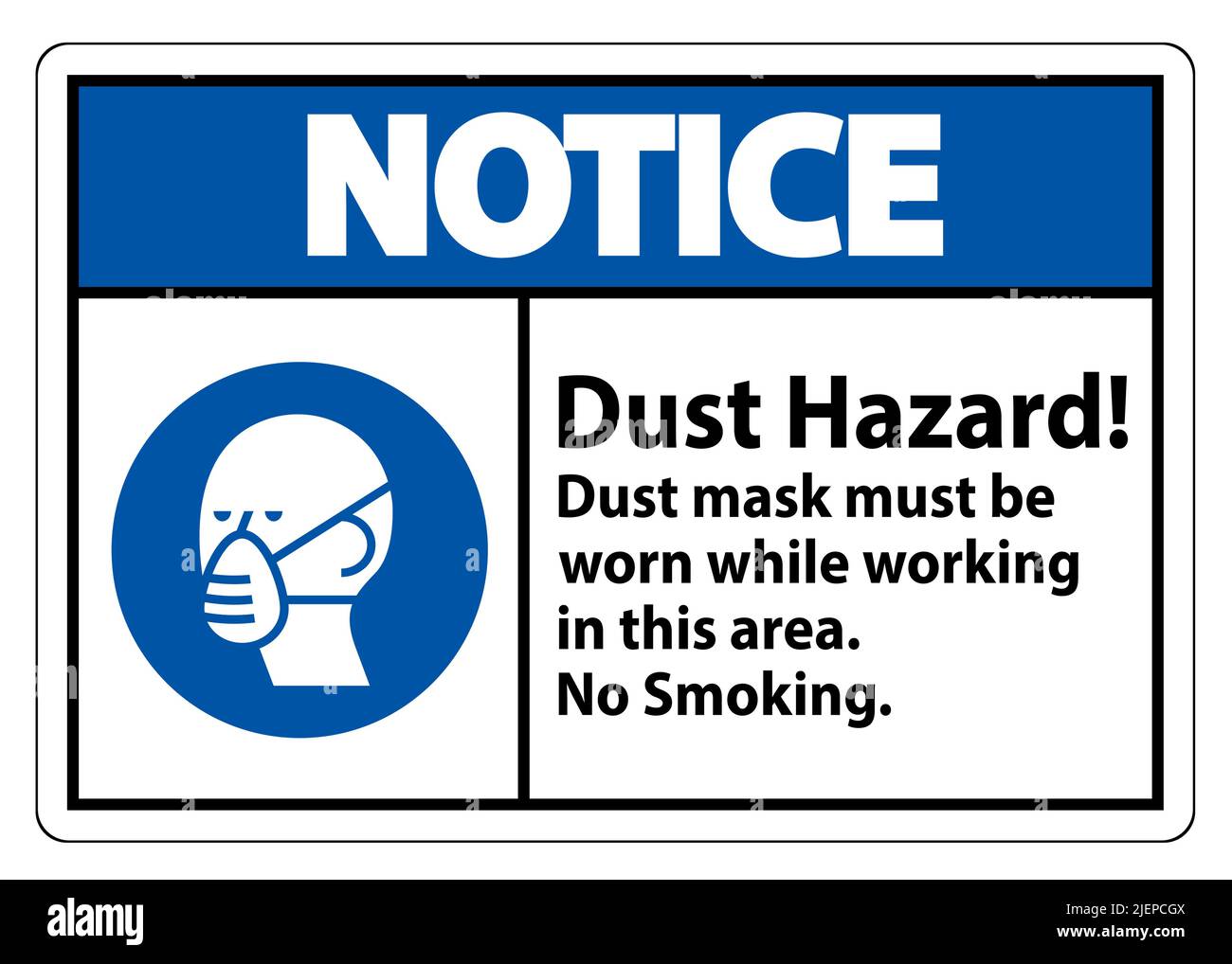 Notice No Smoking Sign Dust Hazard Dust Mask Must Be Worn While Working ...