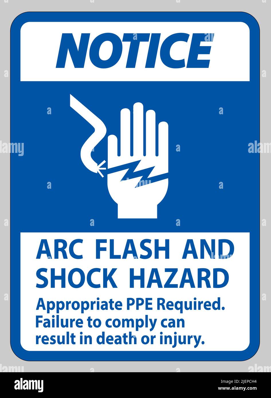 Notice Sign Arc Flash And Shock Hazard Appropriate PPE Required Stock ...
