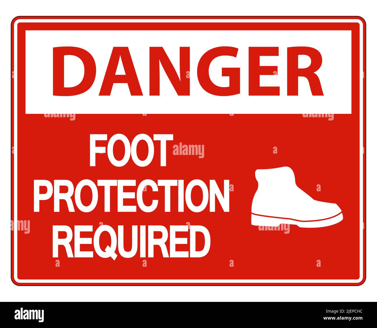 Danger Foot Protection Required Wall Sign on white background,vector ...