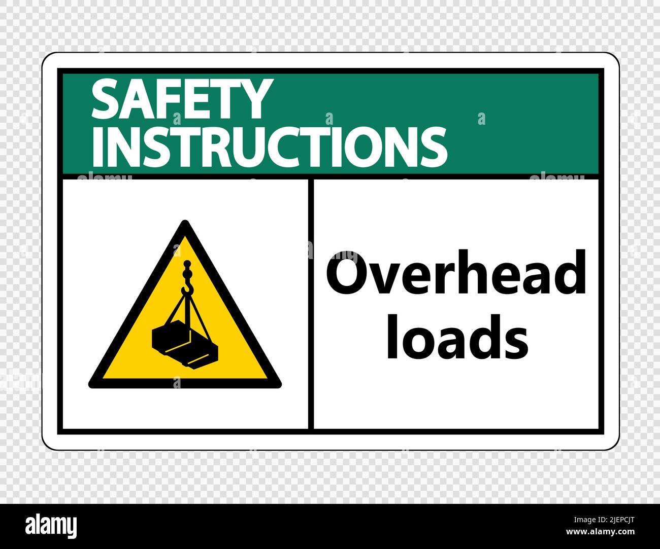 Safety instructions overhead loads Sign on transparent background ...