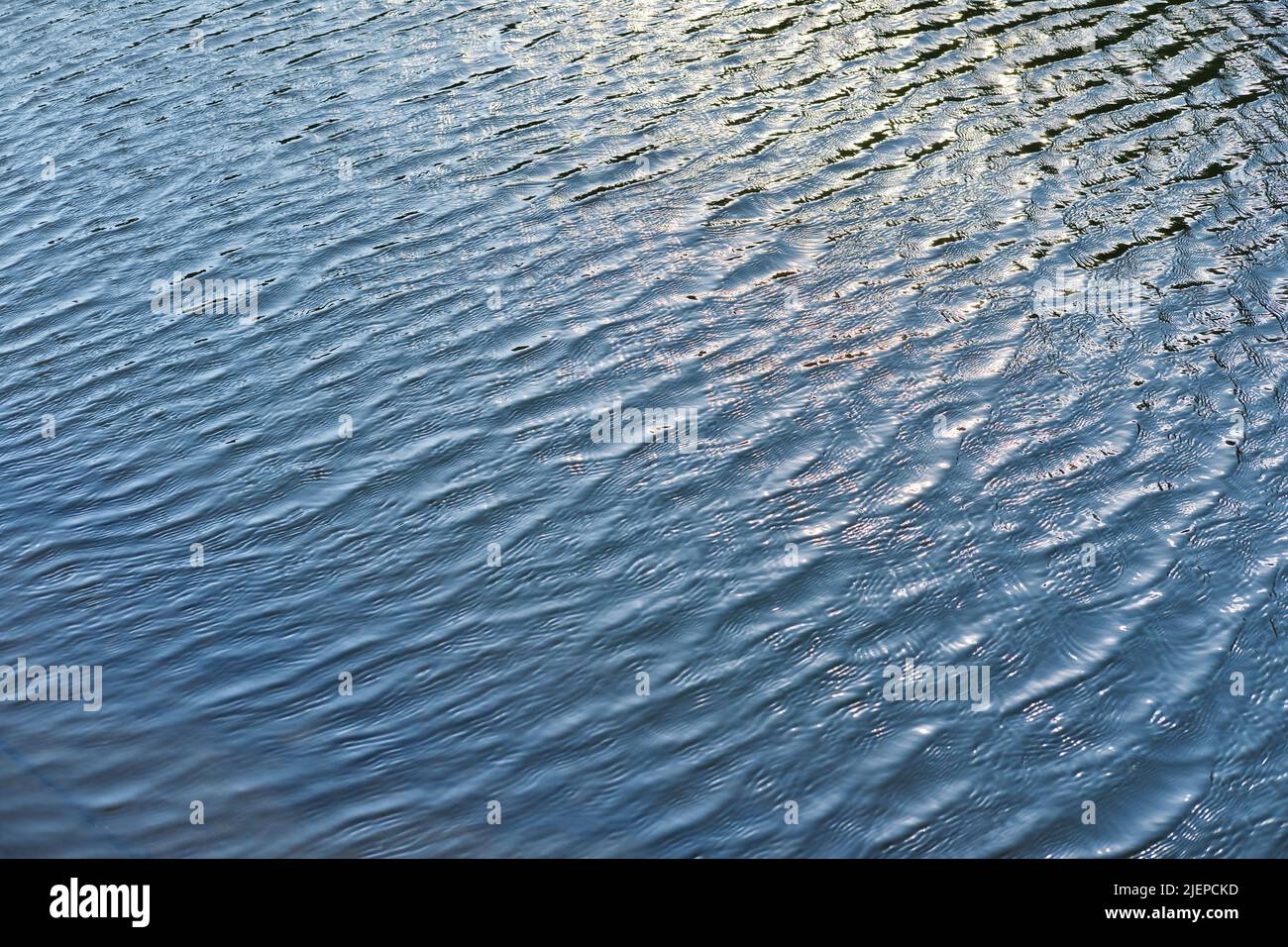 Calm ripple on water surface. River, lake, pond, sea pure blue water ...