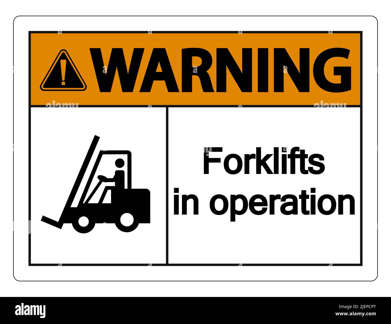 Warning forklifts in operation Sign on white background,vector ...