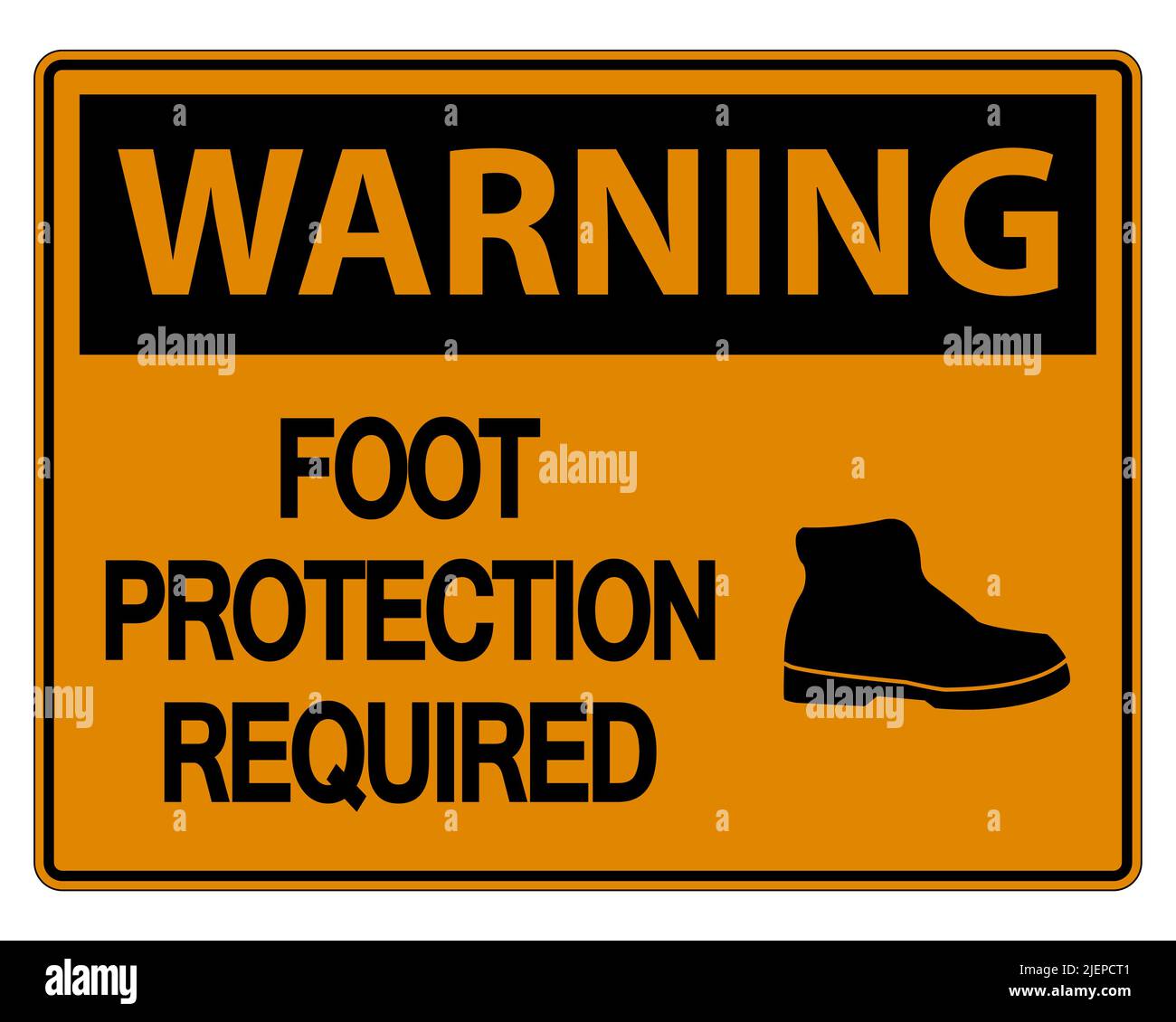 Warning Foot Protection Required Wall Sign on white background,vector ...