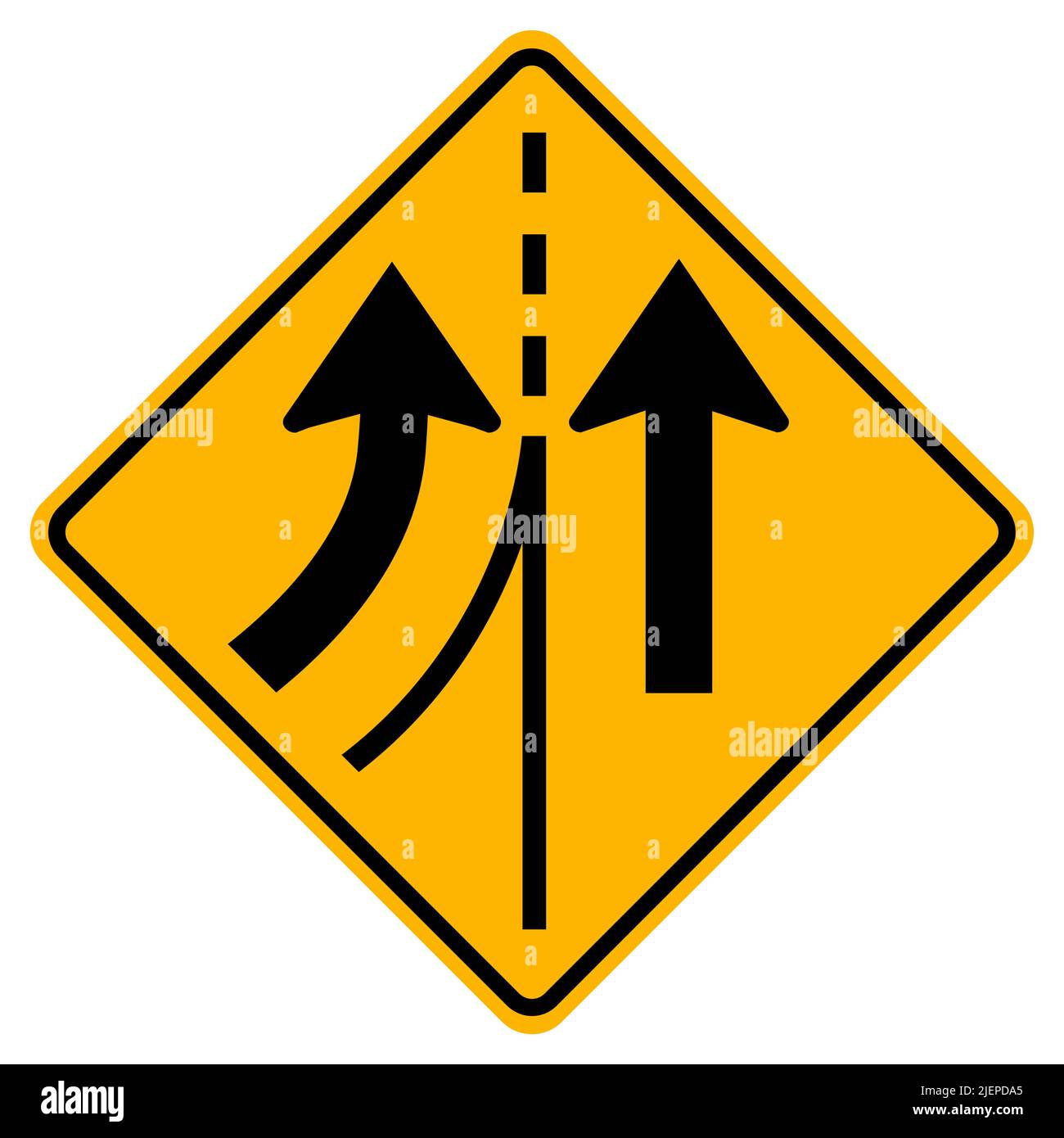 Warning traffic sign merging Left lane Stock Vector Image & Art - Alamy