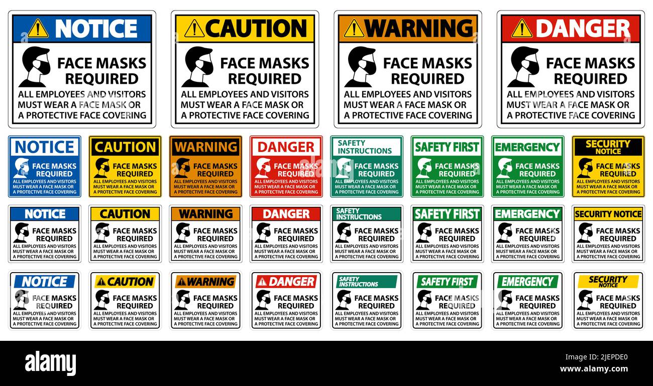 Face Masks Required Sign on white background Stock Vector Image & Art ...