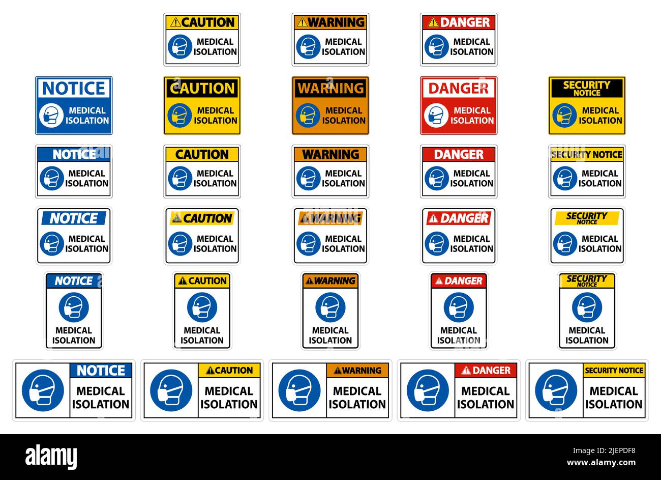 Set Medical Isolation Sign Isolate On White Background,Vector ...