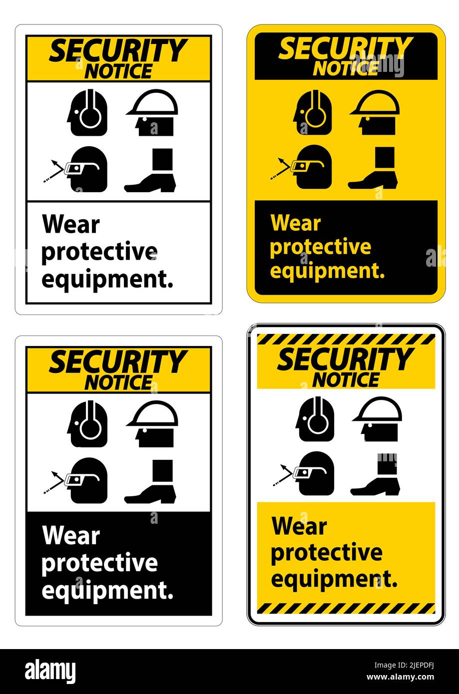 Security Notice Sign Wear Protective Equipment,With PPE Symbols on ...
